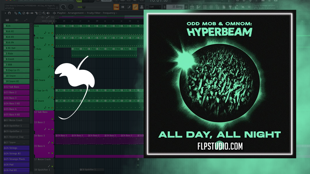 Odd Mob & OMNOM, HYPERBEAM - All Day, All Night FL Studio Remake (Bass – FLP Studio